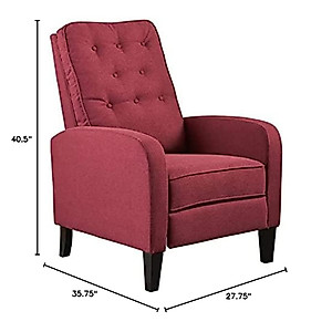 GDFStudio Christopher Knight Home Nievis Tufted Fabric Recliner, Deep Red / Dark Brown