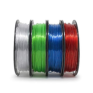 Gizmo Dorks PETG Filament for 3D Printers 2.85mm 200g, 4 Color Pack - Blue, Green, Transparent, Red