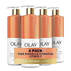 Olay Tone Evening and Hydrating Body Lotion, Deep Moisture, 17oz (Pack of 4)