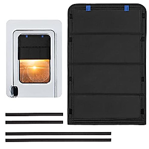 funomo RV Door Window Shade, New Model Foldable Velcro RV Blackout Window Cover, UV Rays Protection Camper Trailer Door Window Cover, Waterproof Thickened Oxford Fabric (Black-B)