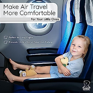 "KidsFirst Airplane Footrest for Kids - Durable and Comfortable Toddler Airplane Seat Extender Made with 600D Oxford - Kids Travel Bed Airplane with Non-Slip Rubber Backing - 29.5” x 16.9” "