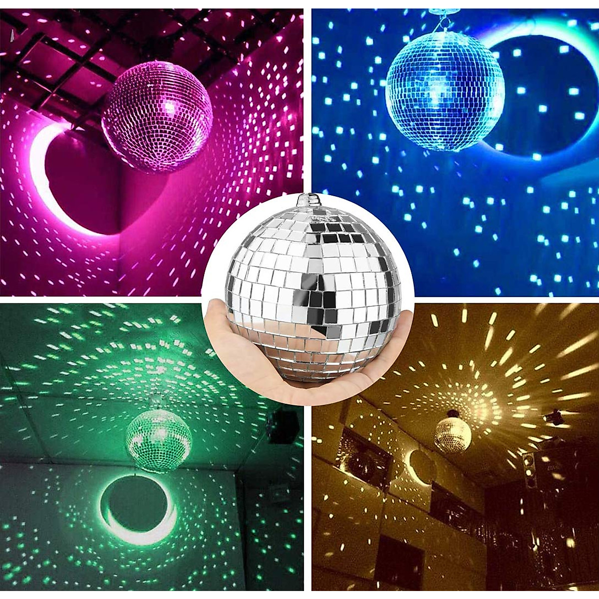2 Pieces Mirror Disco Ball, Silver Hanging Ball for 50s 60s 70s Disco DJ Light Effect Party, Hanging Ball for Party or DJ Light Effect, Festivals Party Favors and Supplies (4 Inch)