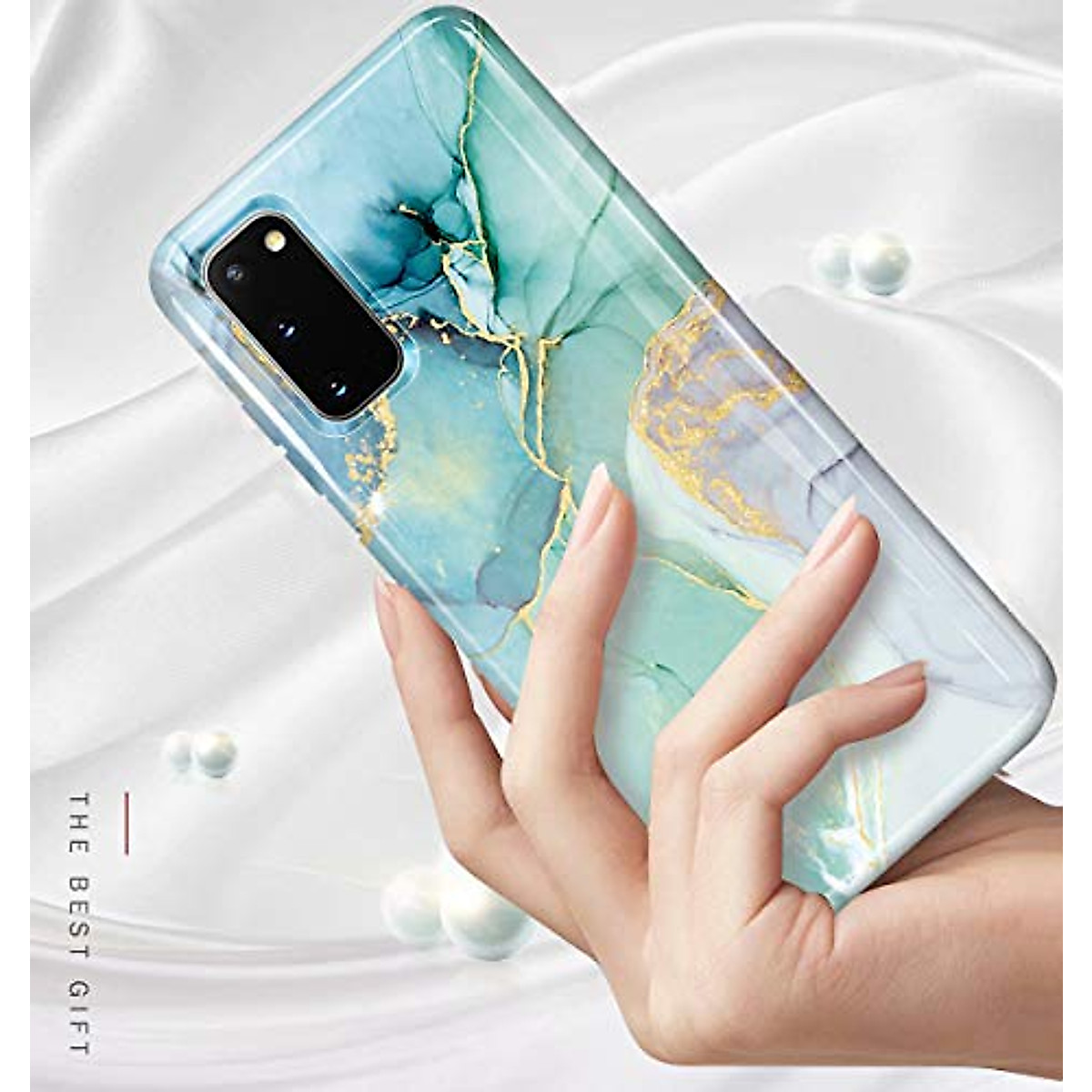 luolnh Galaxy S20 FE Case,Samsung Galaxy S20 FE Marble Case,Brilliant Cute Design Shockproof Flexible Soft Silicone Rubber TPU Bumper Cover Skin Phone Case for Samsung S20 FE -Abstract Mint