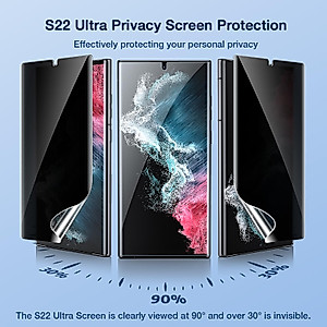 LK 2 Pack for Samsung Galaxy S22 Ultra Screen Protector [Not Glass] Anti-Spy, Anti-Scratch, Full Coverage, Privacy Flexible TPU Film for Galaxy S22 Ultra, HD Ultra-Thin, Case Friendly