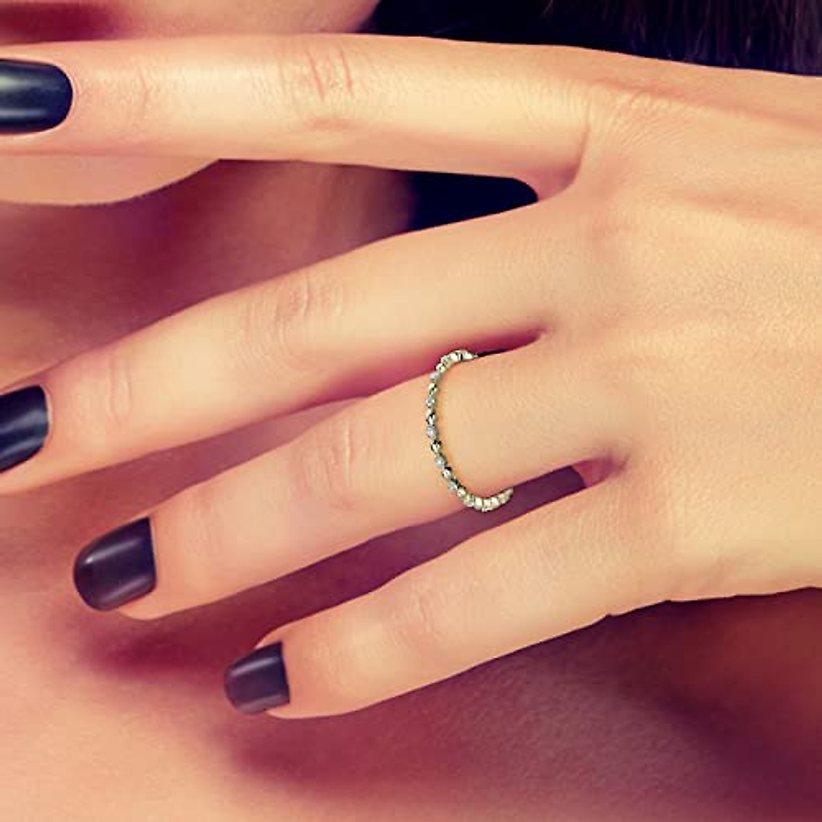 4K Gold Plated Wedding Band for Women Thin Stacking Ring Zirconia Engagement Ring Mid Rings (Gold, 10)