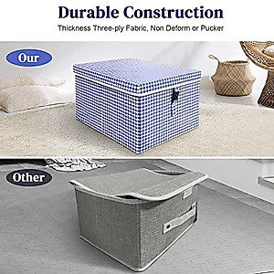 MULISOFT Large Storage Bins with Lids, 3 Packs Stackable Storage Bins with Labels and Lock, Collapsible Storage Boxes, Cube Storage for Home, Closet, Bedroom, Office (16.6x13x9.84)