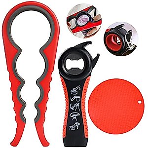 Jar Opener - Jar Opener for Seniors with Arthritis Multi Jar Opener for Weak Hands, 5-in-1 Bottle Opener 4-in-1 Non Slip Jar Lid Opener Gripper Pad