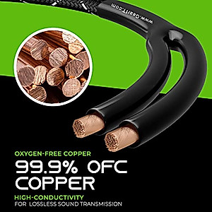 GearIT 12AWG Speaker Cable Wire with Gold-Plated Banana Tip Plugs (10 Feet) in-Wall CL2 Rated, Heavy Duty Braided, 99.9% Oxygen-Free Copper (OFC) - Black, 10ft