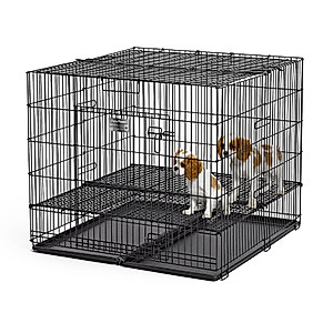 MidWest Homes for Pets Puppy Playpen Crate - 236-05 Grid & Pan Included, BLACK