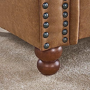 80.3'' Chesterfield Sofa, Classic 3 Seat Tufted Upholstered Couch, High-tech Fabric Sleeper Sofa with Nailhead Scrolled Arms for Living Room Apartment Office 80.31" W x 30.31" D x31.88 H (Brown)