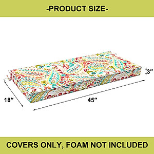 DYTXIII Patio Outdoor Cushion Cover Slip Cover W45 x D18 x H3 Inch with Zipper for Bench Loveseat Furniture, UV Protection Cushion Covers Replacement Covers 1 Pack, Pretty Paisley(Covers ONLY)