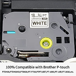 Camopro Compatible Label Tape Replacement for Brother Ptouch Label Maker TZ TZe TZe-241 Laminated Tape Black on White 3/4 Inch x 26.2ft 18mm 0.7 for PTD400 PTD600 PTD400AD PTP710BT 10 Pack