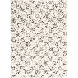 Hauteloom Etiler Living Room, Bedroom Area Rug - Contemporary - Plush Pile - Cream,Light Beige - 4' x 6'