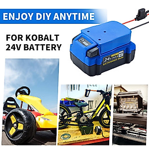 Power Wheel Adapter for Kobalt 24V Battery Adapter with Fuse & Wire Terminal,14 Gauge Wire Power Convertor for DIY RC Trucks, RC Toys, Robotics, Work Lights