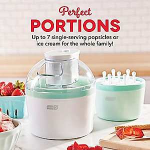DASH Everyday Ice Cream Maker for Gelato, Sorbet, Frozen Yogurt + Popsicles, with Mixing Bowl & Popsicle Molds + Recipe Book, 1 Quart - Aqua