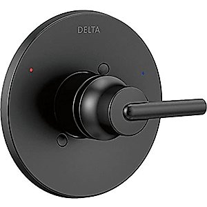 Delta Faucet Trinsic 14 Series Single-Function Black Shower Valve Trim Kit, Shower Handle, Delta Shower Trim Kit, Matte Black T14059-BL (Valve Not Included)