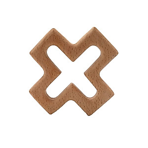 Arakierst 10pcs Organic Wood Cross Pure Natural Animal Shape Beech Wooden Handmade Grasping Pattern DIY Pacifier Chain Pendant