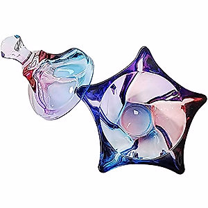 CHOOLD Luxury Colorful Star Shaped Crystal Candy Jar with Lid,Clear Glass Apothecary Jar Wedding Candy Buffet Jar Food Jar (14oz)