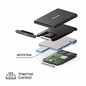 SAMSUNG SSD T7 Portable External Solid State Drive 1TB, Up to USB 3.2 Gen 2, Reliable Storage for Gaming, Students, Professionals, MU-PC1T0H/AM, Blue
