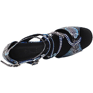Women's Ballroom Dance Shoes Tango Wedding Salsa Dance Shoes Blue Snake Sera7017EB Comfortable - Very Fine 2.5" Heel 5 M US [Bundle of 5]