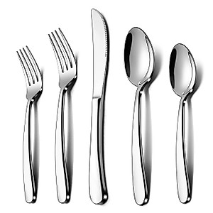 LIANYU 60-Piece Heavy Duty Silverware Set, Stainless Steel Flatware Cutlery Set for 12, Heavy Weight Eating Utensils Set for Home Restaurant Wedding, Dishwasher Safe, Mirror Polished