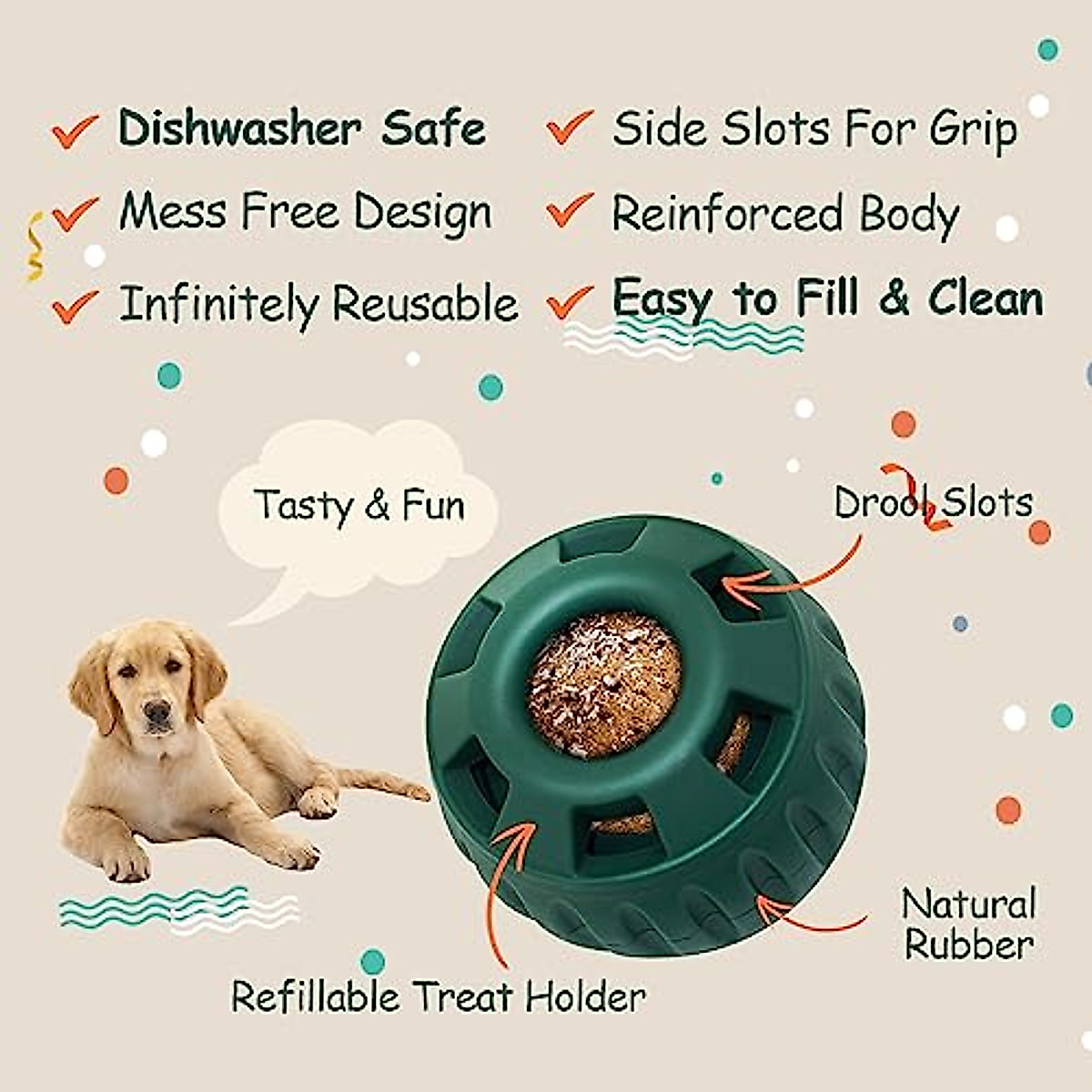 PICKZO Dog Chew Toys Tough Chew for Dogs Toy Large 25 lbs and Up Long-Lasting Dog Toy to Keep Your Pup Distracted, Safe for Dogs, Easy to Clean, Fillable Dog Toys