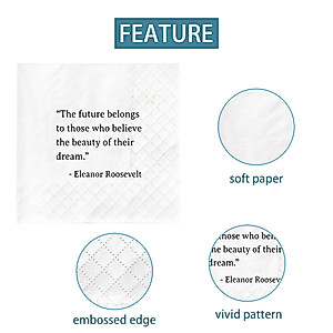 Joyiou Inspirational Quotes Napkins, Graduation Birthday Holidays Party Supplies Favors Gifts Decorations, 50-Pack Disposable Napkins for Cake Dessert Berverage Table, 4.5 x 4.5 inches 2-Ply