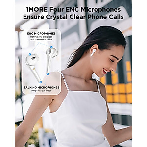 1MORE ComfoBuds Wireless Earbuds for Kids, Mini Noise Cancelling True Wireless Earbuds for Teenager, Bluetooth 5.0 Headphones with 4 Mics, IPX5 Waterproof Sports Earphone for Students, White