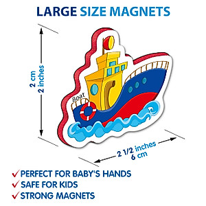 Little World Large Set of 24 Foam Fridge Magnets for Toddlers 1-3 - Refrigerator Magnets for Kids – Baby Magnets for Refrigerator 1 Year Old - Magnetic Vehicles for Toddlers 1-2 - Child Safe Magnets