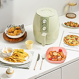 2 Pcs Air Fryer Square Silicone Liners, 8 inch for 4 to 7QT Reusable Silicone Pot for Air Fryer Basket Easy Clean or Oven Microwave Air Fryer Accessories Basket (Grey+Pink)