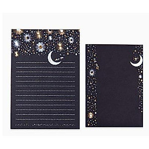 Stationary Paper with Envelopes Pack of 27,Flashing Series stationery Design Writing Stationery Paper with 9 pcs Envelopes,Stationery Set Letter Writing Paper 8.5 x 6 Inch (Black)