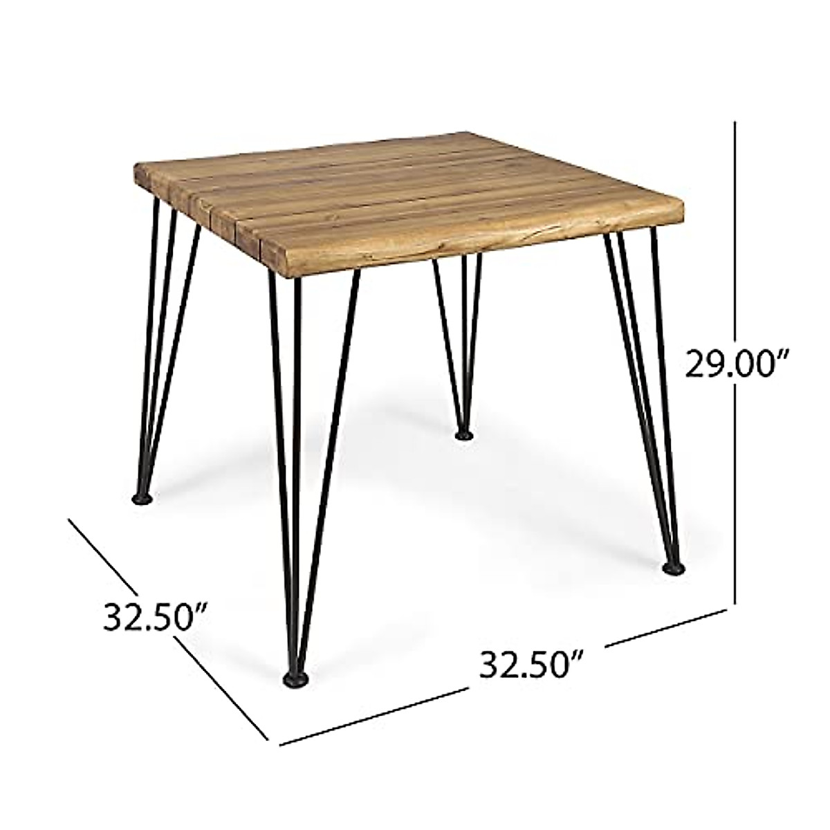 Christopher Knight Home Audrey Indoor Industrial Acacia Wood Dining Table, Teak Finish, Rustic Metal