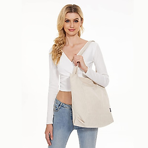 KALIDI Women Corduroy Tote Bag Large Shoulder Tote Bag with Zipper Pocket Casual Hobo Handbag Big Capacity Shopping Work Bag