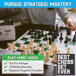 Best Chess Set Ever 4X Classic, Tournament Chess Set with 20 in x 20 in Foldable Silicone Board and Weighted Staunton Pieces, Packs and Travels Easy, Classic XL Super Heavyweight Edition