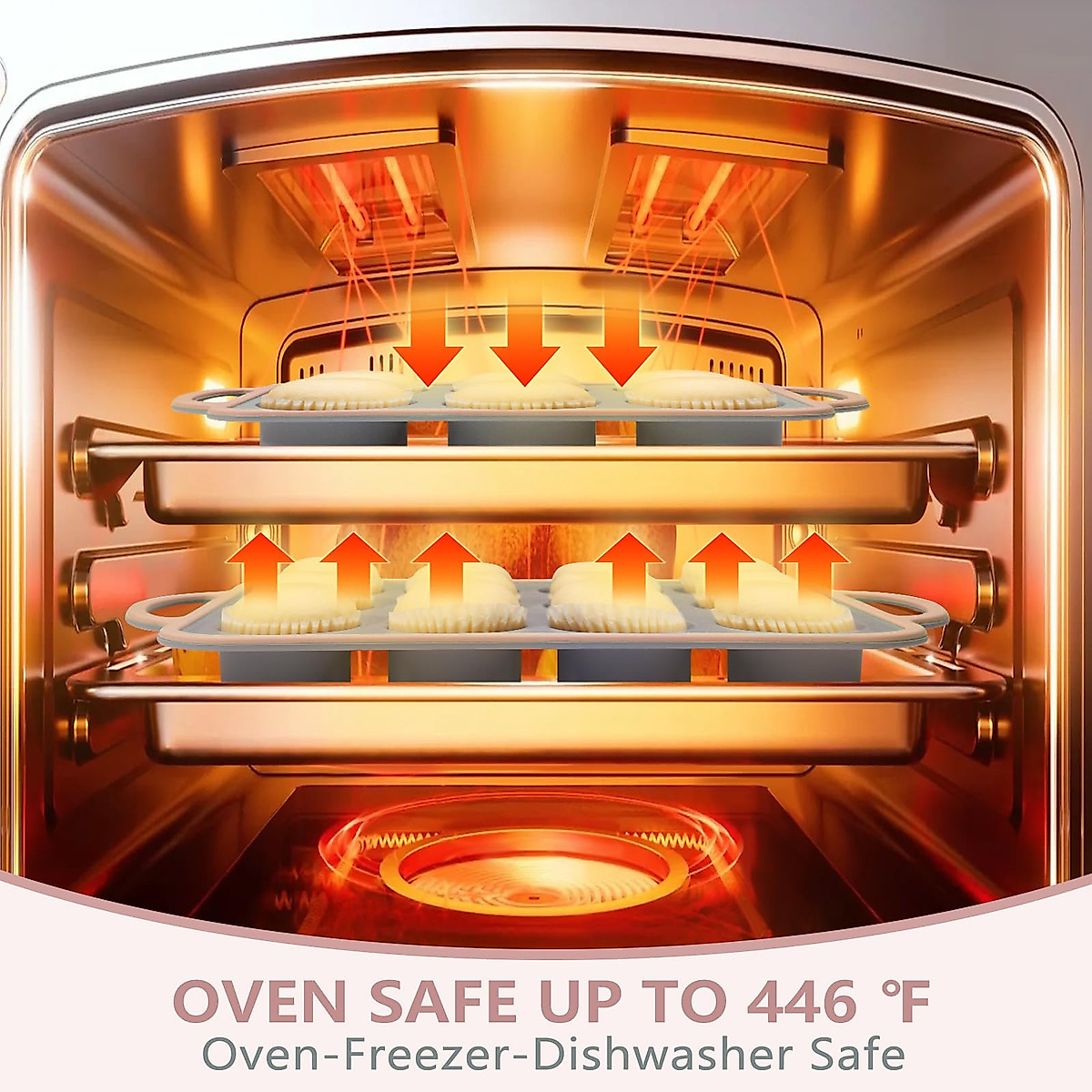 Silicone Muffin Pan, 6 Cups Cupcake Pan, Nonstick Silicone Muffin Tin, Mini Muffin Pan BPA Free And Dishwasher Safe, Great For Making Muffin Cakes, Tart, Bread (6 Cups,2 Pcs)