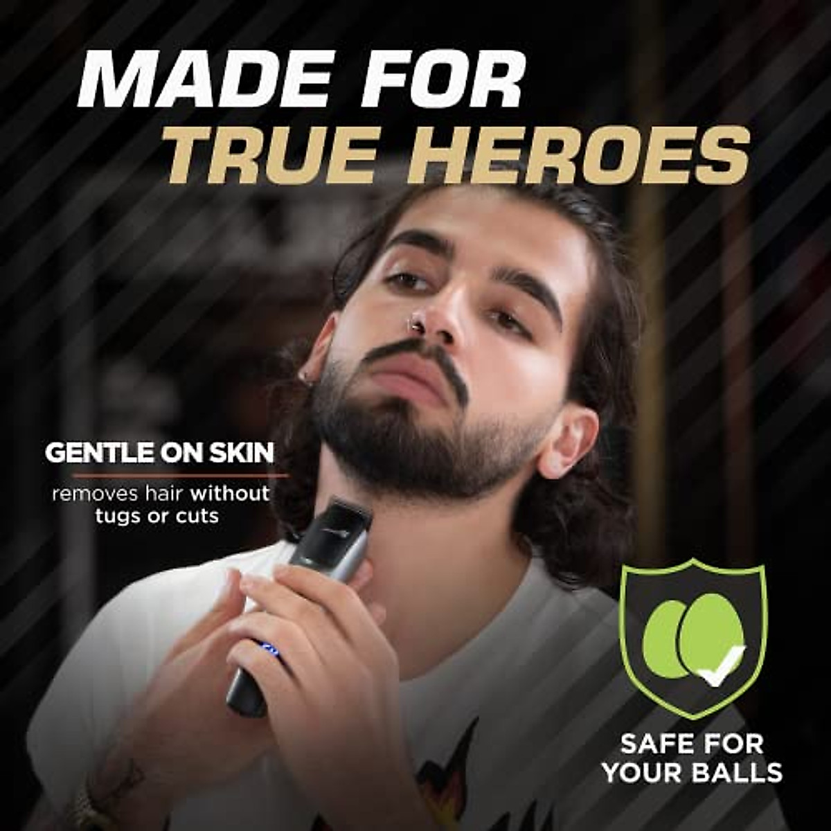 Fagaci Gentle with Skin 5 in 1 Hair Trimmer, Waterproof Ball Trimmer for Men with Turbo Speed, Quick Charge Body Hair Trimmer for Facial, Pubic, Groin, Electric Hair Beard Trimmer for Men Professional