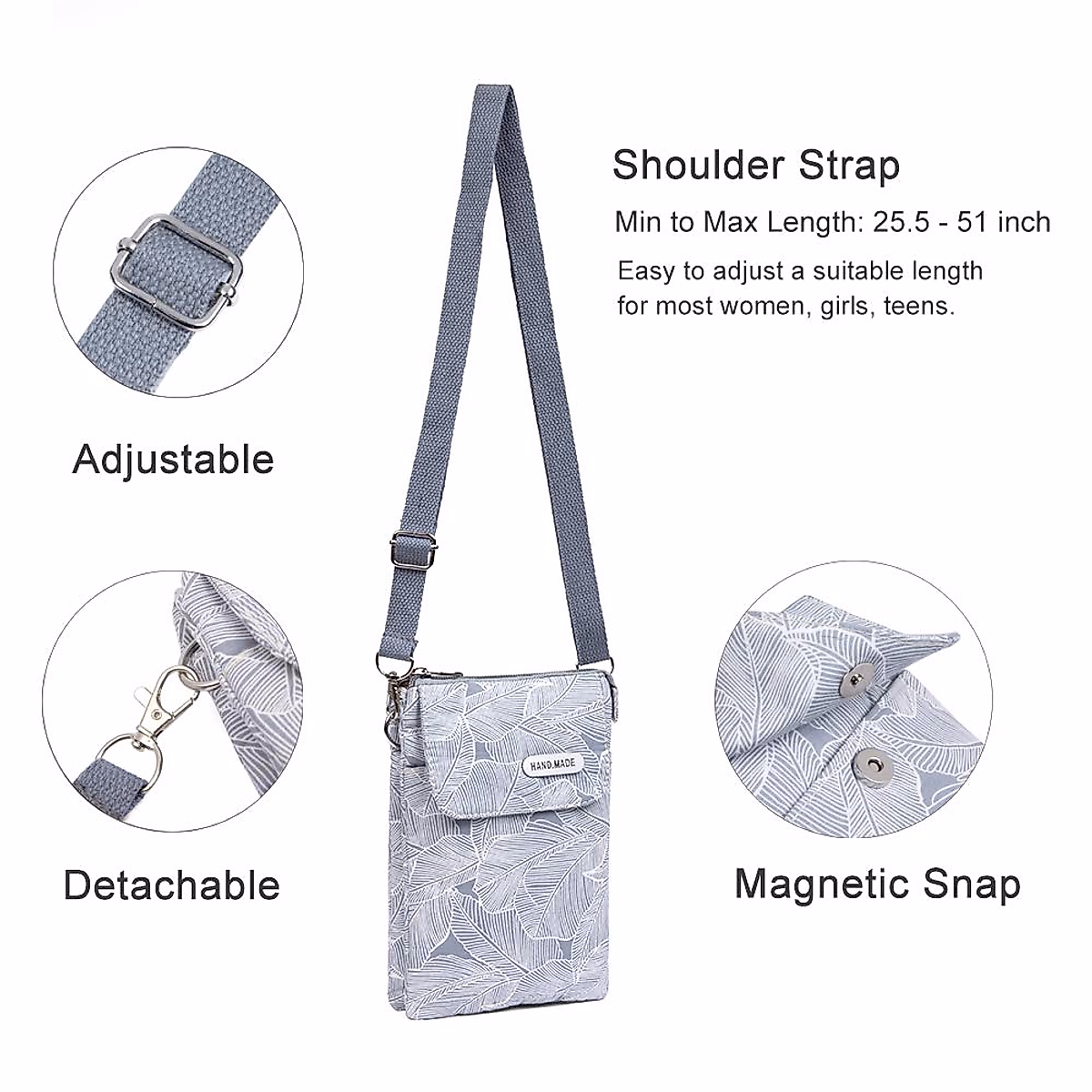 Canvas Small Crossbody Bags Cell Phone Purse Wallet Shoulder Bag for Women Teen Girls