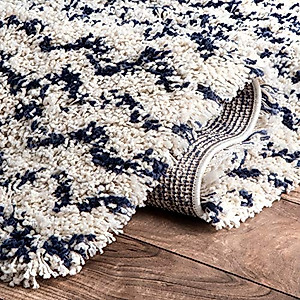 nuLOOM Cuellar Chevron Shag Area Rug, 8' 10" x 12', Navy