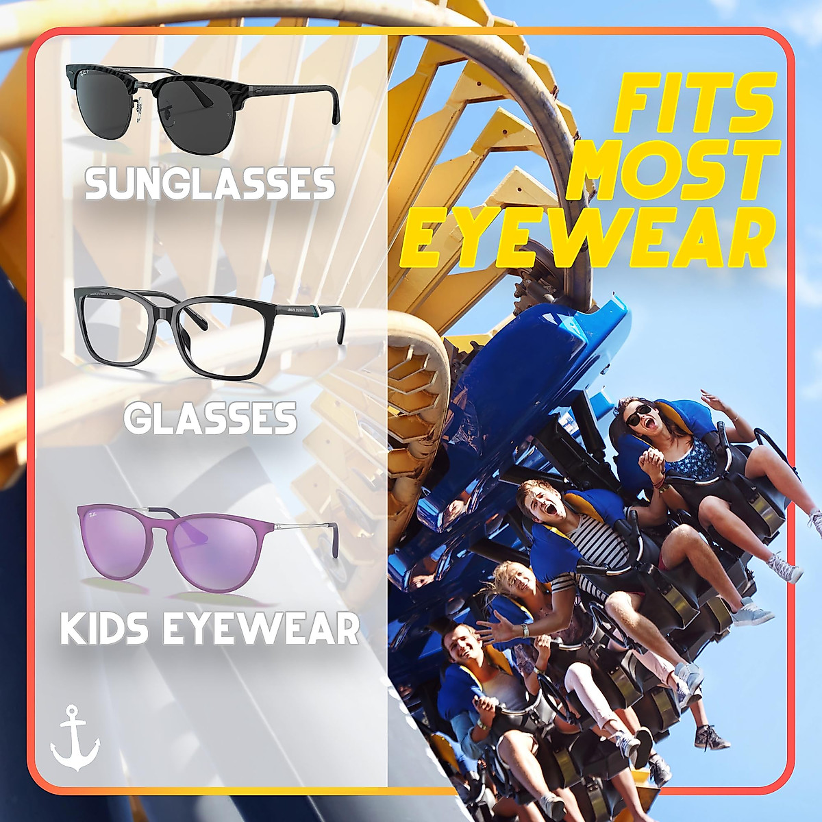 Anchor Glasses Straps Glasses Strap 4 Pack Sunglasses Strap Adjustable Stretch Universal Fit for Kids to Adult Sport Eyewear Holder Retainer