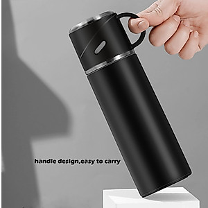 Insulated Water Bottle Travel Coffee Mug Stainless Steel Vacuum Flask Coffee Cups Water Flask for Hot and Cold Drinks 14.2 oz/420ml（Black）