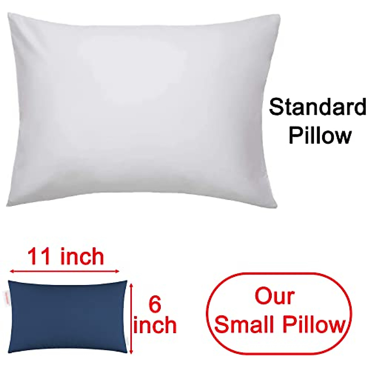 Pro Goleem Small Pillow 11’’x6’’x2.5’’ Small Pillows for Sleeping and Traveling Mini Pillow with Name Tag Tiny Pillow for Kids Baby Pillow Neck Lumbar Knee Nap Pillow Pet Pillow, Navy Blue
