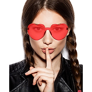 Yunsailing 30 Pcs Heart Shape Sunglasses Rimless Heart Glasses Bulk Colorful Glasses for Adults Trendy Glasses Women Eyewear (Multicolor)