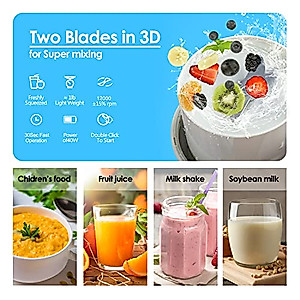 2BK Sports Blender Cup, One-handed Drinking Mini Blender for Shakes and Smoothies,Personal Blender with Rechargeable USB, Made with BPA-Free Material Portable Juicer, Vivid Green