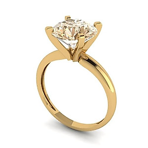 Clara Pucci 2.50ct Round Cut Solitaire Natural Brown Morganite Engagement Bridal Promise Anniversary Ring in 18K Yellow Gold 4.75