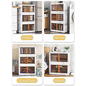 Karramlili Storage Bins with Lids -22.8Gal Plastic Storage Bins for Closet Organizers 2 Packs Collapsible Storage Bins with Wheels, Large Plastic Storage Bins and Closet Organizer, Tan Door