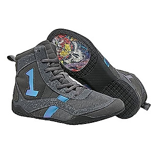 Unisex Wrestling Shoes for Men Women Boxing Shoes Youth Kick Fighting Shoe Boxing Sneaker,Gray