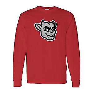 CreateMyTee | Bradley University Kaboom Full Color Long Sleeve T-Shirt (Red, Medium)