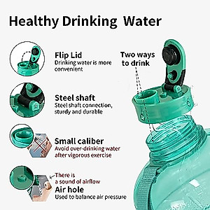 TOOFEEL 2 Liter Water Bottles - Half Gallon Water Bottle BPA Free - Ideal for Gym, Big Water Jug, Reusable Sports Bottle with Measurements Marked Drink Container - 2.2L 74oz Mint Green Water Bottle