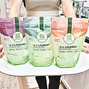 Grab Green 3-in-1 Laundry Detergent Pods, 24 Count, Fragrance Free, Plant and Mineral Based, Superior Cleaning Power, Stain Remover, Brightens Clothes