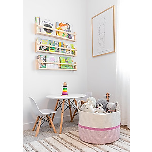 OrganiHaus Baby Laundry Basket 20x13, Large Cotton Rope Basket, Large Blanket Basket Living Room, Large Woven Basket, Extra Large Basket for Blankets Living Room, Pink Woven Laundry Basket